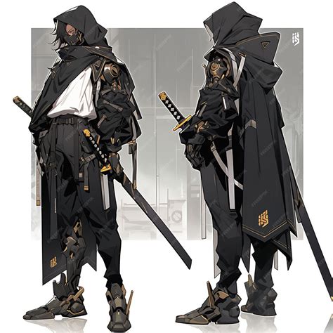 Premium Photo Anime Concept Tall Non Binary Person With Samurai
