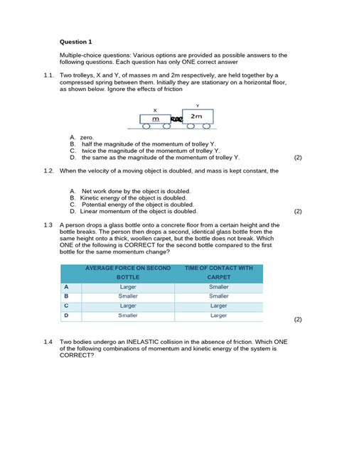 Momentum Topic Test Pdf Momentum Collision