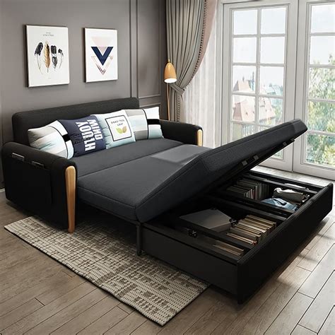 Black Leather Sleeper Sofa Full Cabinets Matttroy