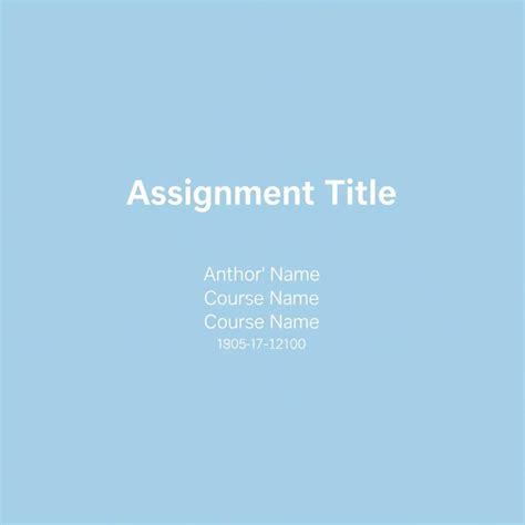 Elegant Assignment Cover Page Design