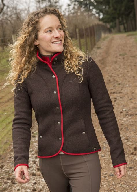 Fits Katelyn Sweater Jacket In Dapple Bay Boiled Wool Type Face With Fleece Lining And Plaid