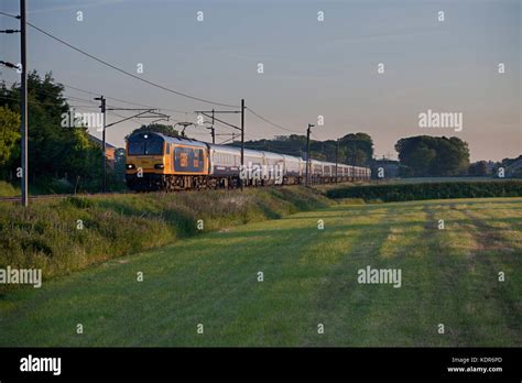 Gb Railfreight Class 92 Electric Locomotive Passes Brock North Of