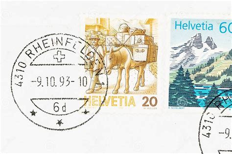Swiss Postage Stamps On Envelope Editorial Photo Image Of Helvetia