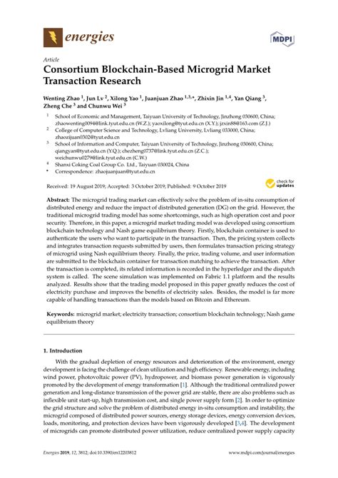 Pdf Consortium Blockchain Based Microgrid Market Transaction Research