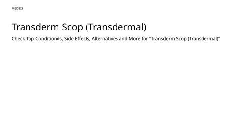 Transderm Scop Transdermal Medsis