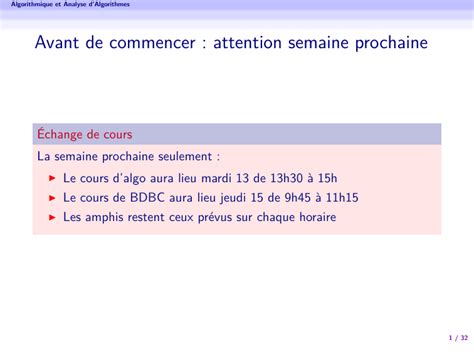 Algorithmique Et Analyse D`algorithmes L3 Info Cours 2