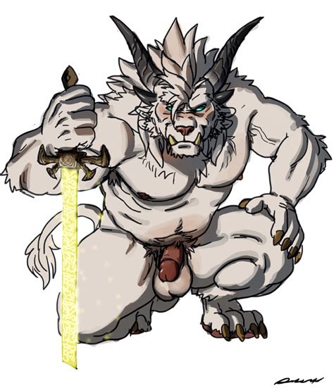 Rule 34 Anthro Balls Charr Feline Full Length Portrait Full Length