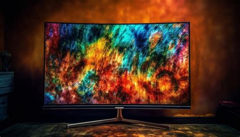 Premium Ai Image Watching Modern Film On Wide Flat Screen Generated By Ai