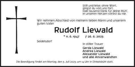 Traueranzeigen Von Rudolf Liewald Trauerflzde