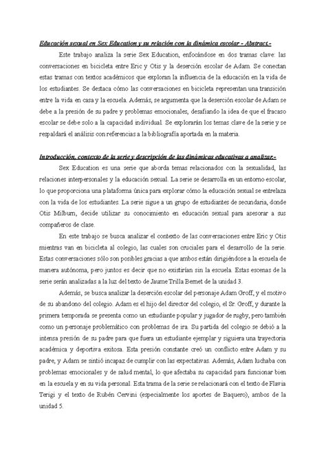 Primer Parcial Psico Educacional Educación sexual en Sex Education y su relación con la