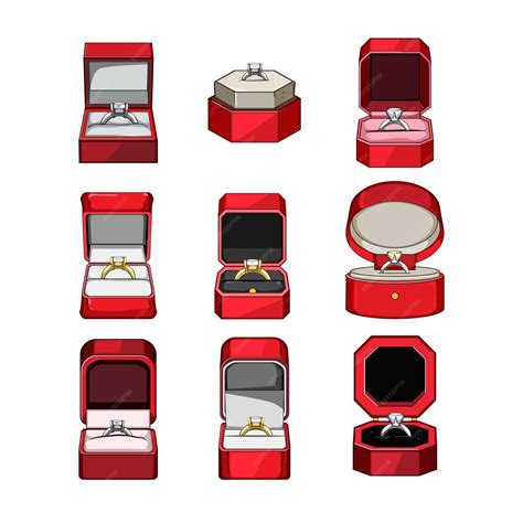 Premium Vector Proposal Ring Box Set Cartoon Love Beautiful Romantic Wedding Jewelry Romance
