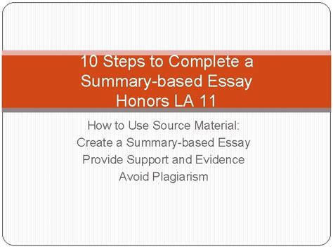 10 Steps To Complete A Summarybased Essay Honors