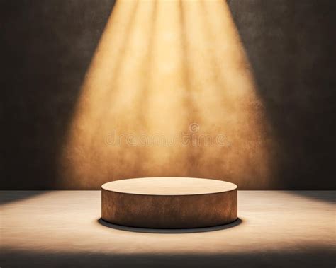 A Dramatic Spotlight Illuminates A Circular Platform In A Dimly Lit