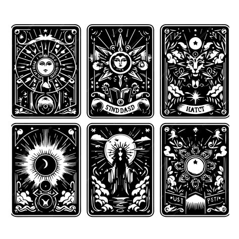 Tarot Cards Black And White Vector Illustration Premium Ai Generated