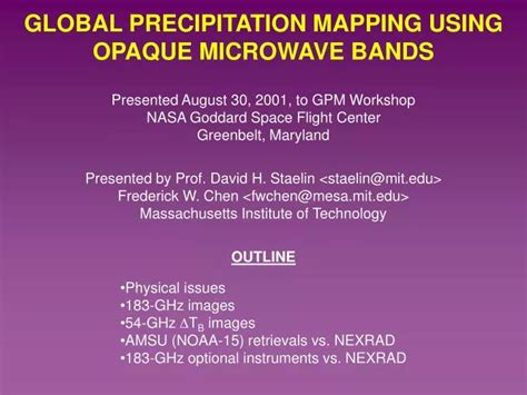 Ppt Global Precipitation Mapping Using Opaque Microwave Bands Powerpoint Presentation Id3792020