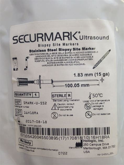 New Hologic Smark U Ss2 Stainless Steel Biopsy Site Marker 100 05mm X