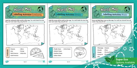 World Map Labelling Activities Ages 5 7