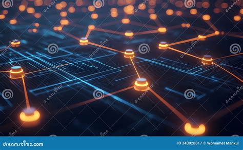 3d Cybersecurity Network Visualization Concept Stock Illustration