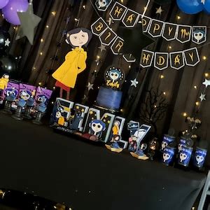 Coraline Birthday Party Decor Cake Topper Banner 3d Letter Etsy