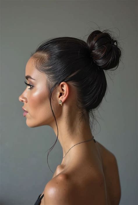 Sleek High Bun With Side Part Elegant And Polished Style Hairstyle