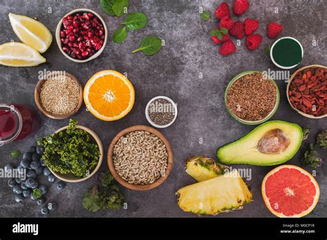 Superfoods An Arrangement Of Superfoods Featuring Seeds Legumes