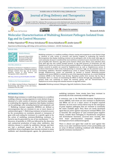 Pdf Molecular Characterisation Of Multidrug Resistant Pathogen