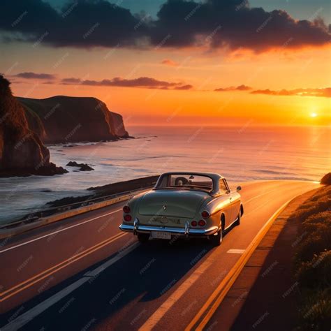Premium Photo An Image Of A Classic Car Cruising Down A Scenic