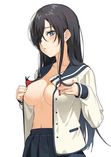 Rule 34 1girls Black Hair Blazer Blue Eyes Blush Breasts Clavicle