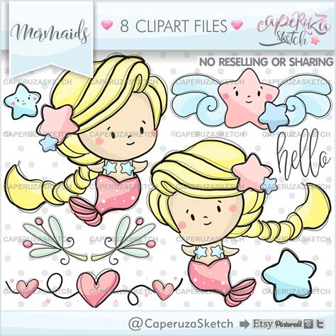 Clipart De Sirena Gráficos De Sirena Princesa Clipart Uso Comercial