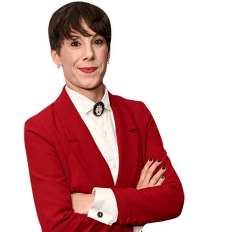 Suzi Ruffell Red Suit Buddy Torso Up