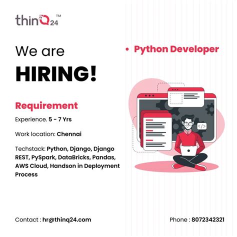 Hiring Pythondeveloper Techjobs Softwaredevelopment Careeropportunity Thinq24