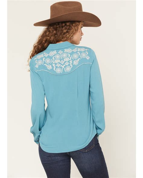 Shyanne Womens Bluespruce Embroidered Long Sleeve Snap Western Shirt
