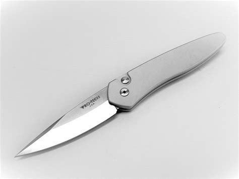 Protech Newport Silver Automatic Knife 3 Stonewash 3401