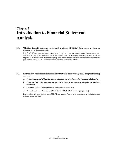 Bd Problem Set Ch 2 Financial Statement Analysis 5 Chapter 2