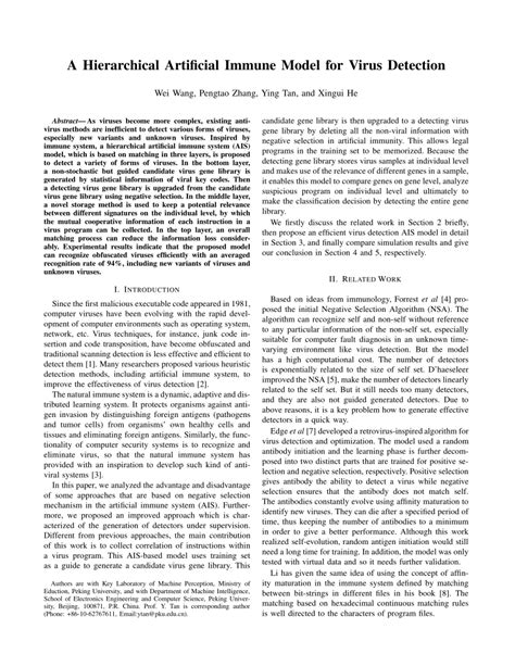 Pdf A Hierarchical Artificial Immune Model For Virus Detection