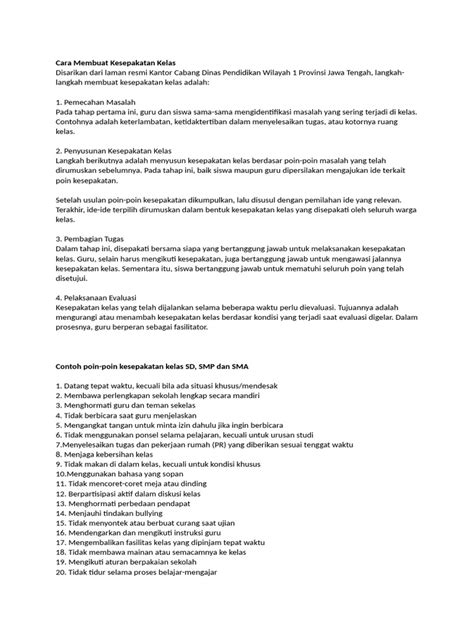 Cara Membuat Kesepakatan Kelas Pdf