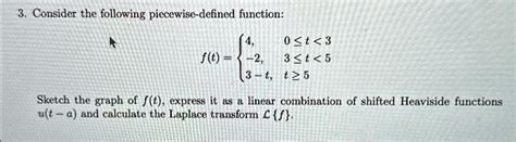 Solved 3consider The Following Piecewise Defined Function 4 0770 F 2 3 Tt5 Sketch The