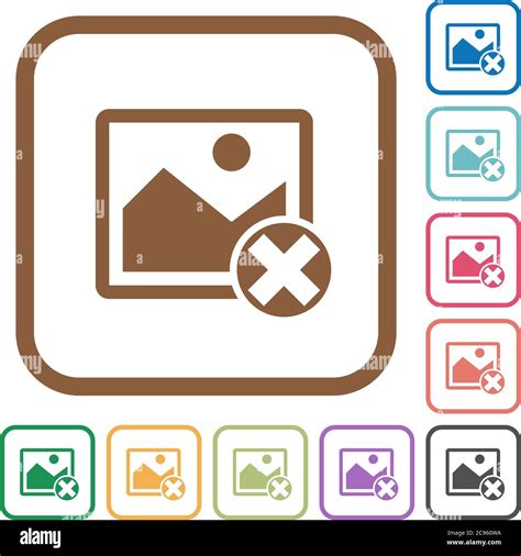 cancel image operations simple icons in color rounded square frames on