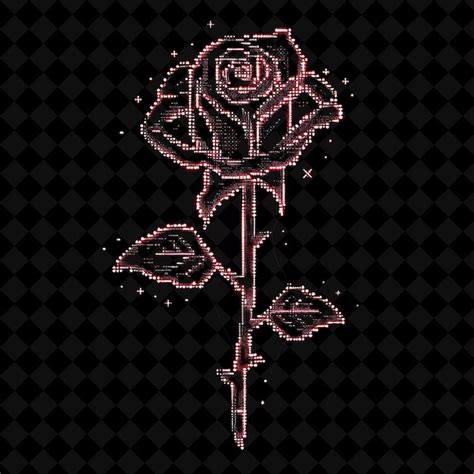 Premium Psd Shimmering Rose 8 Bit Pixel With Hearts And Thorns With A