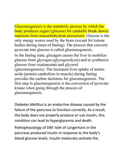Gluconeogenesis Is The Metabolic Process By Which The Body Produces