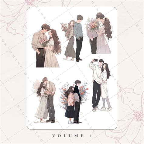 Kawaii Manhwa Manga Embrace Couple Lovers Cute Korean Style Art