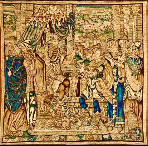 Flemish Tapestry Made Of Wool That Shows The Scene Narrated In The Book