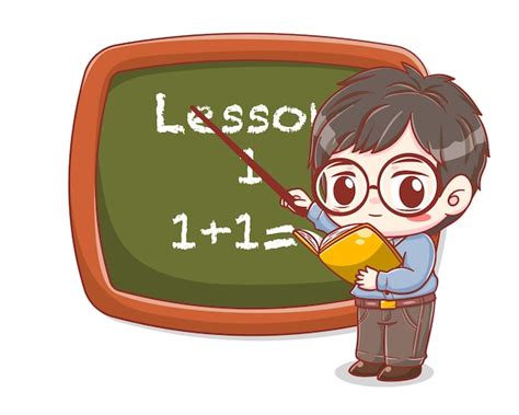 Premium Vector Cute Teacher Giving A Lesson Cartoon Illustration