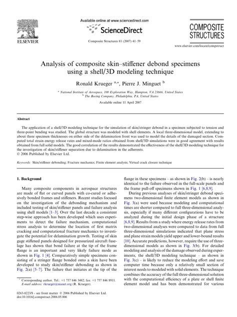 Analysis Of Composite Skinstiffener Debond Specimens Using A Shell 3d