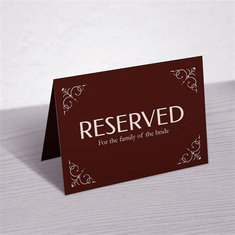 Table Reserved Sign Template