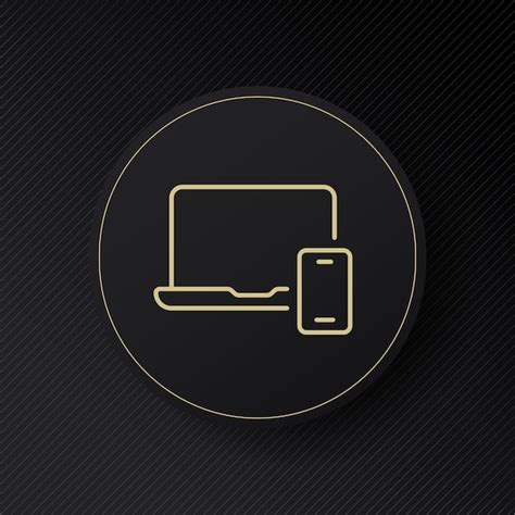 Premium Vector Laptop With Phone Line Icon Sync Occupation Work Station Synchronization