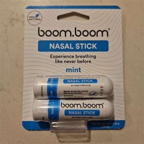 Boom Boom All Natural Aromatherapy Breathe Nasal Inhaler Stick Mint 0