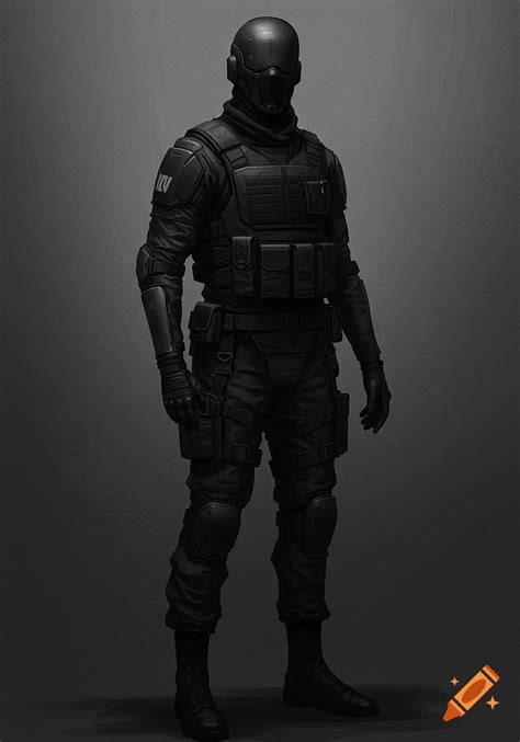 Full Body Portrait Of A Cybernetic Half Elf Soldier In A Black Trench