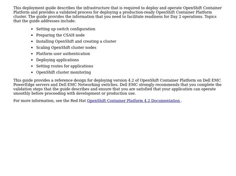 Document Purpose Deployment Guide—red Hat Openshift Container