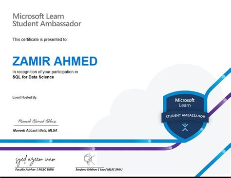 Sql Datascience Microsoftlearn Zamir Ahmed